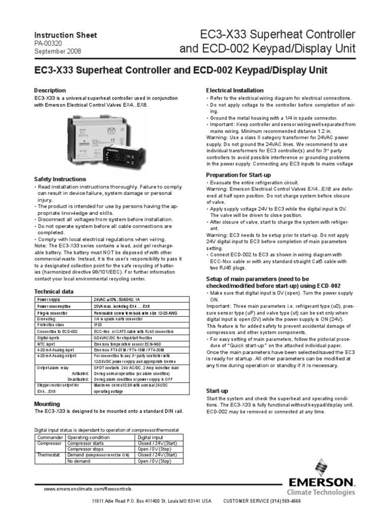 Ec3 x33 Universal Superheat Controller Instructions en 3586756 | PDF ...
