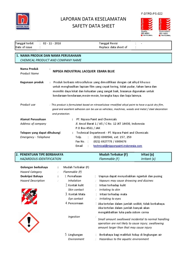 Contoh MSDS Nipsea Industrial | PDF
