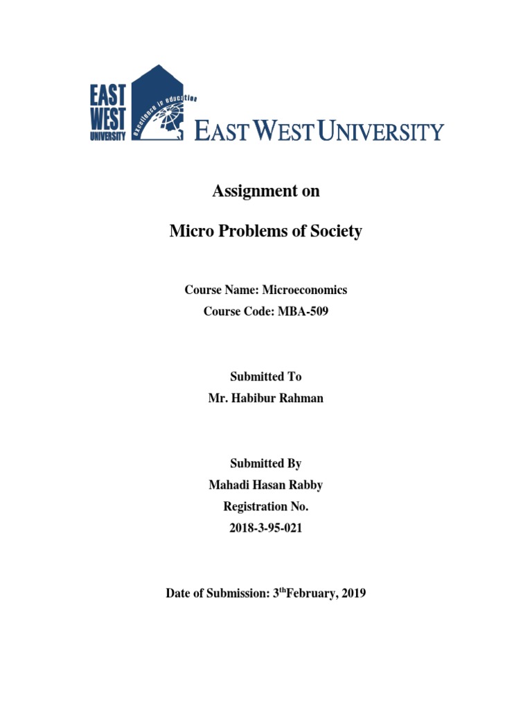 Assignment On Micro Problems of Society: Course Name: Microeconomics Course Code: MBA-509 | PDF ...