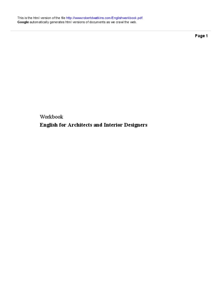 Workbook English For Architects and Interior Designers PDF | Download ...