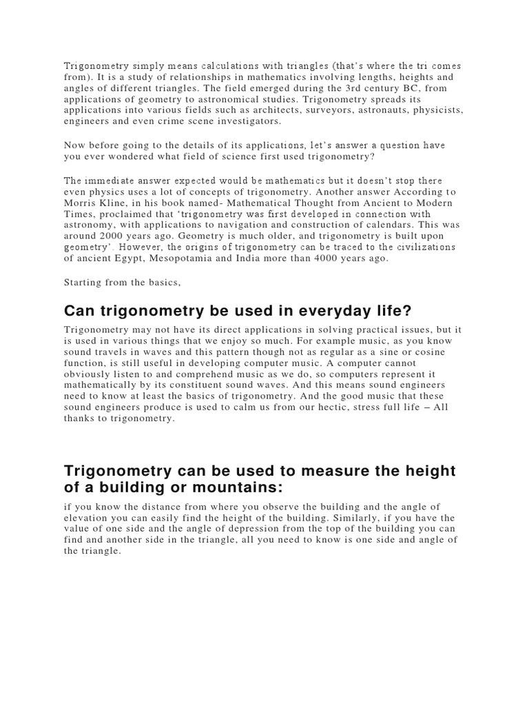 Applications of Trigonometry | PDF | Trigonometry | Physics