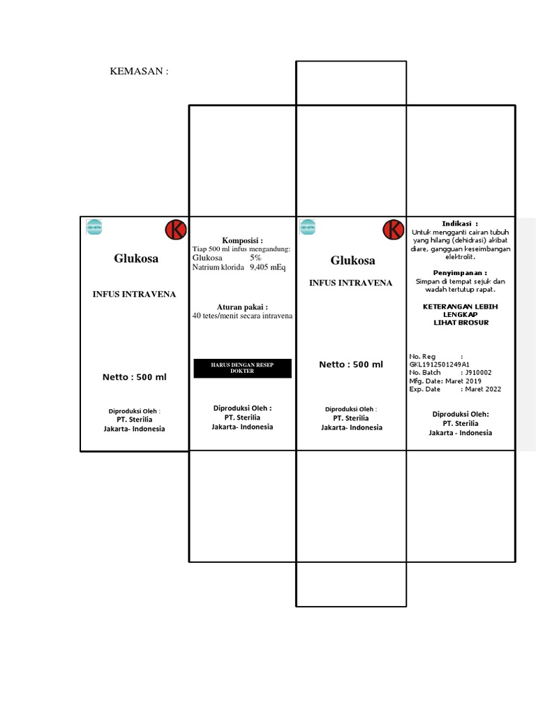 Kemasan Infus Nacl Glukosa | PDF | Kesehatan Holistik