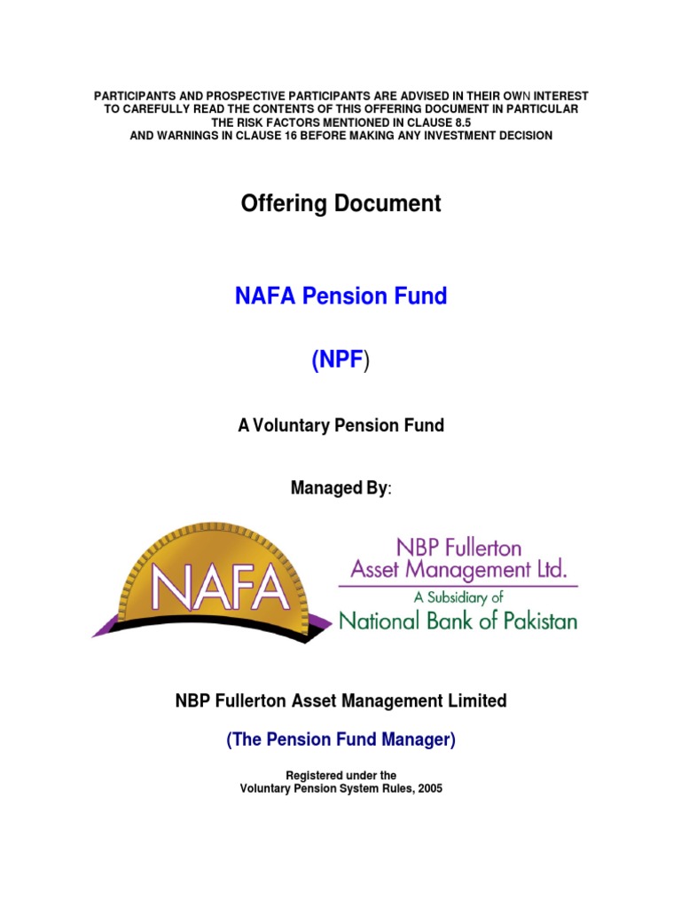 Offering Document: NAFA Pension Fund (NPF | PDF | Pension | Retirement