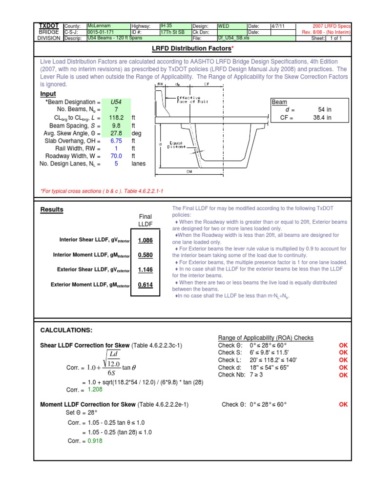 LRFD Distribution Factors: Txdot | PDF | Mechanical Engineering | Civil ...