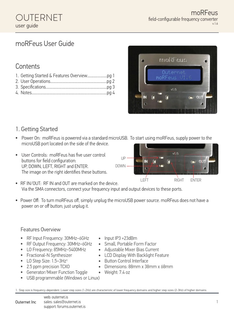 MoRFeus User Guide v16 v2 Web | PDF | Usb | Telecommunications