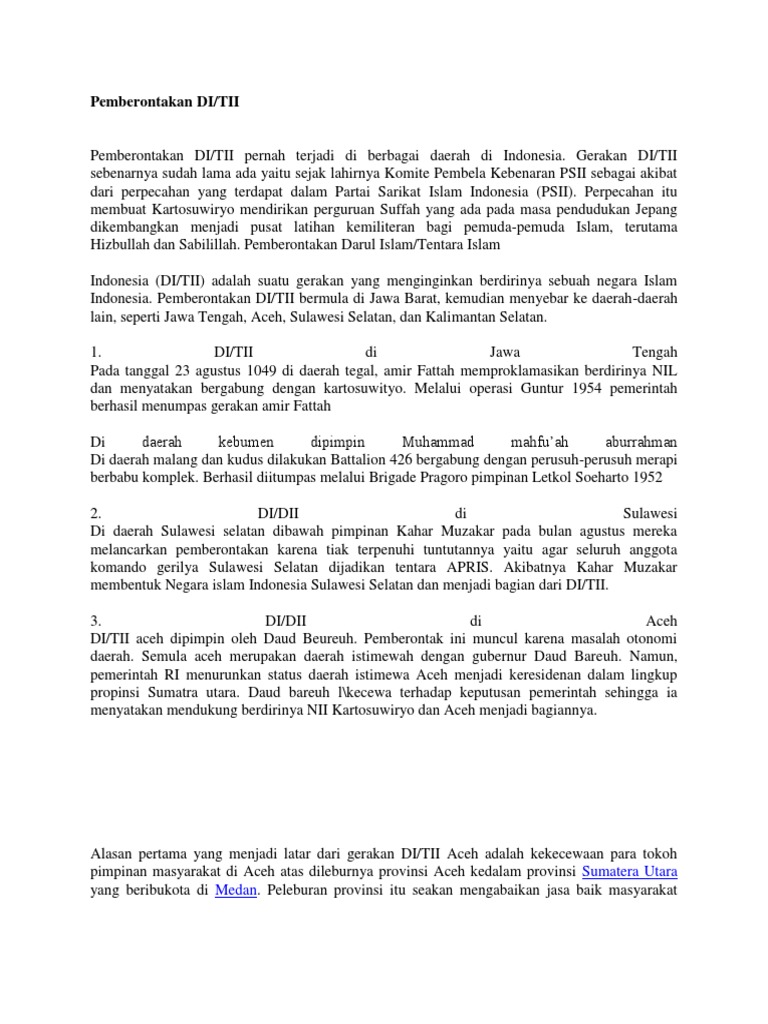 Pemberontakan DI/TII di Indonesia | PDF