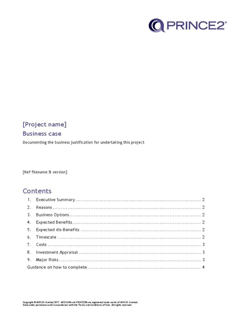 PRINCE2 2017 Business Case | PDF | Business | Risk