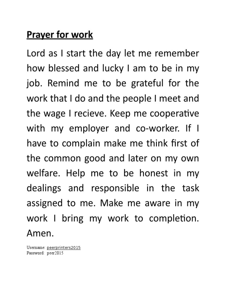 Prayer For Work | PDF