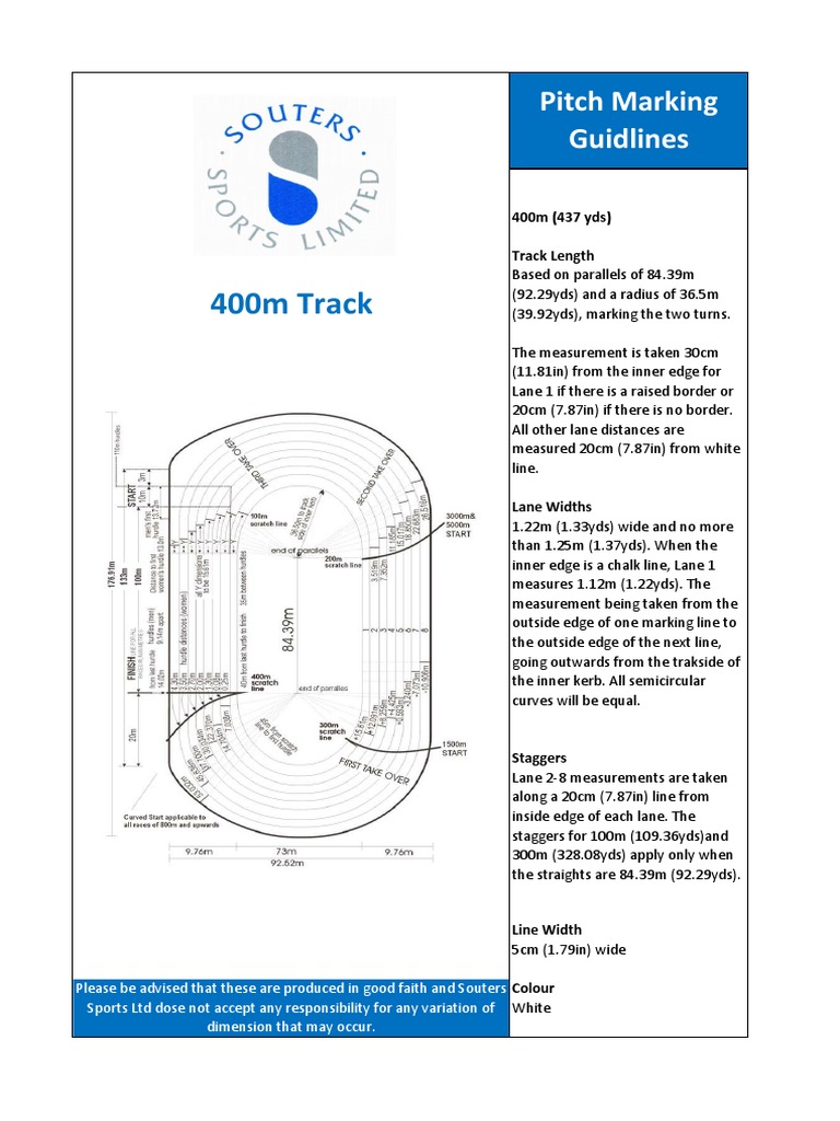 400m Track: Pitch Marking Guidlines | PDF | Geometry | Teaching Mathematics