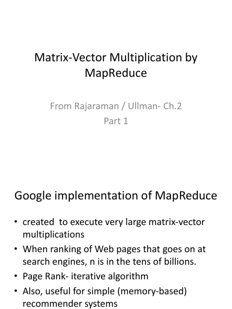 Matrix-Vector Multiplication by MapReduce-V2 | PDF | Matrix (Mathematics) | Map Reduce