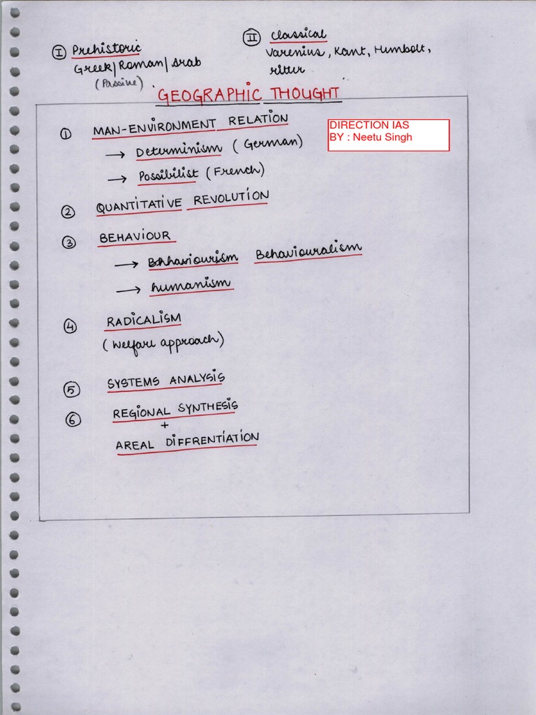 Geographical Thought Class Notes | PDF