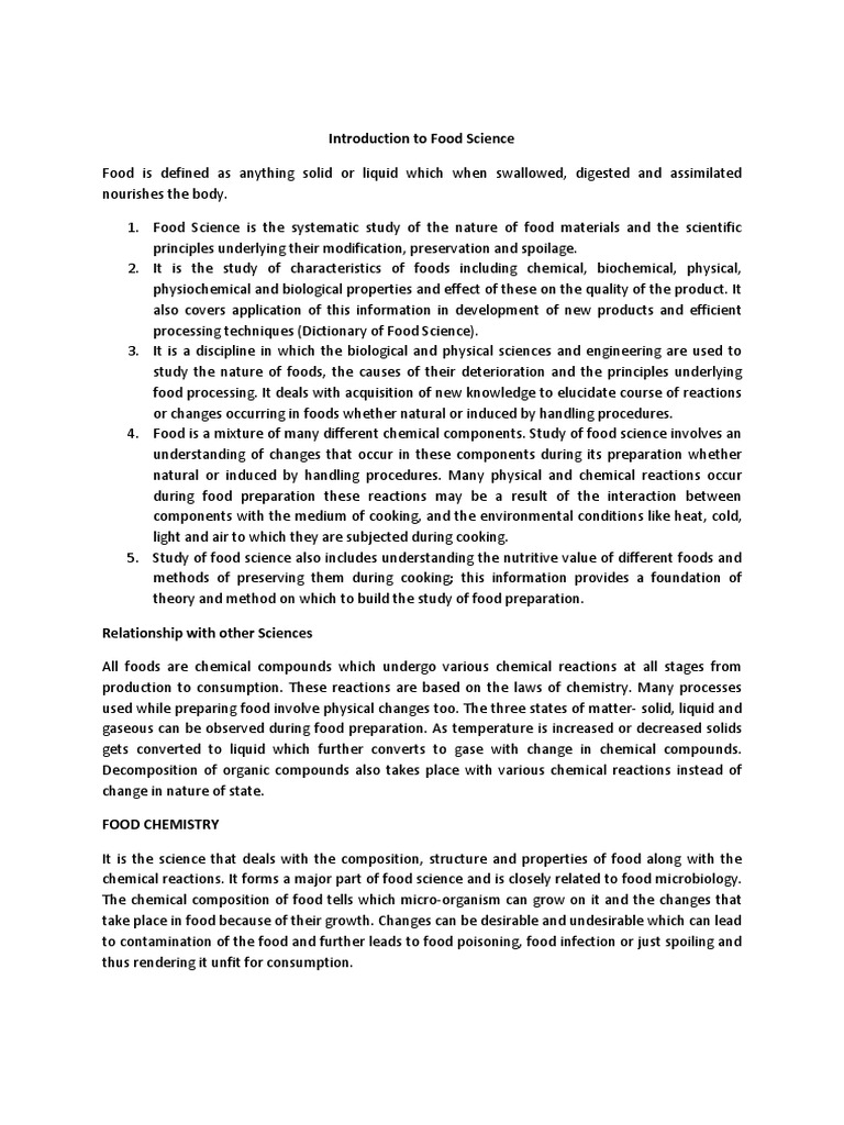 Introduction to Food Science Basics | PDF | Food Science | Foods