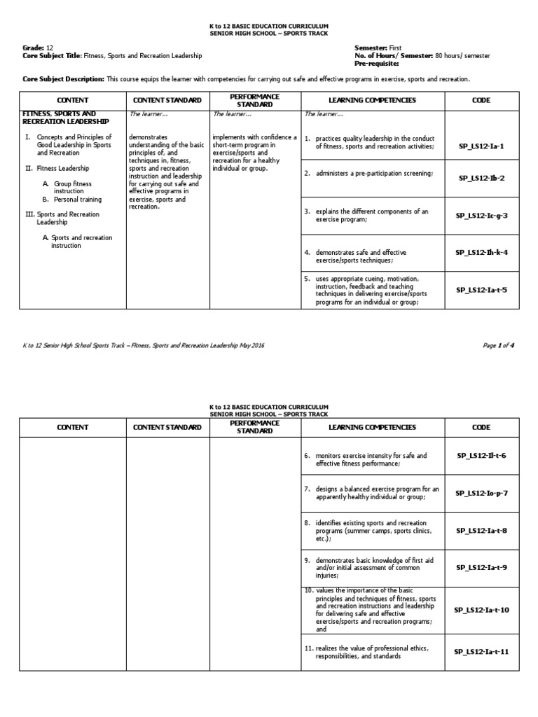 Fitness and Recreation Leadership Guide | PDF | Physical Education ...