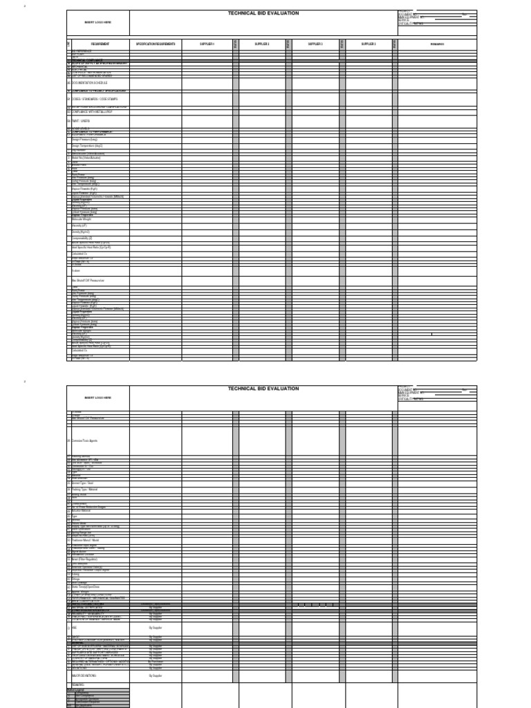 Technical Bid Evaluation Form | PDF | Valve | Pressure
