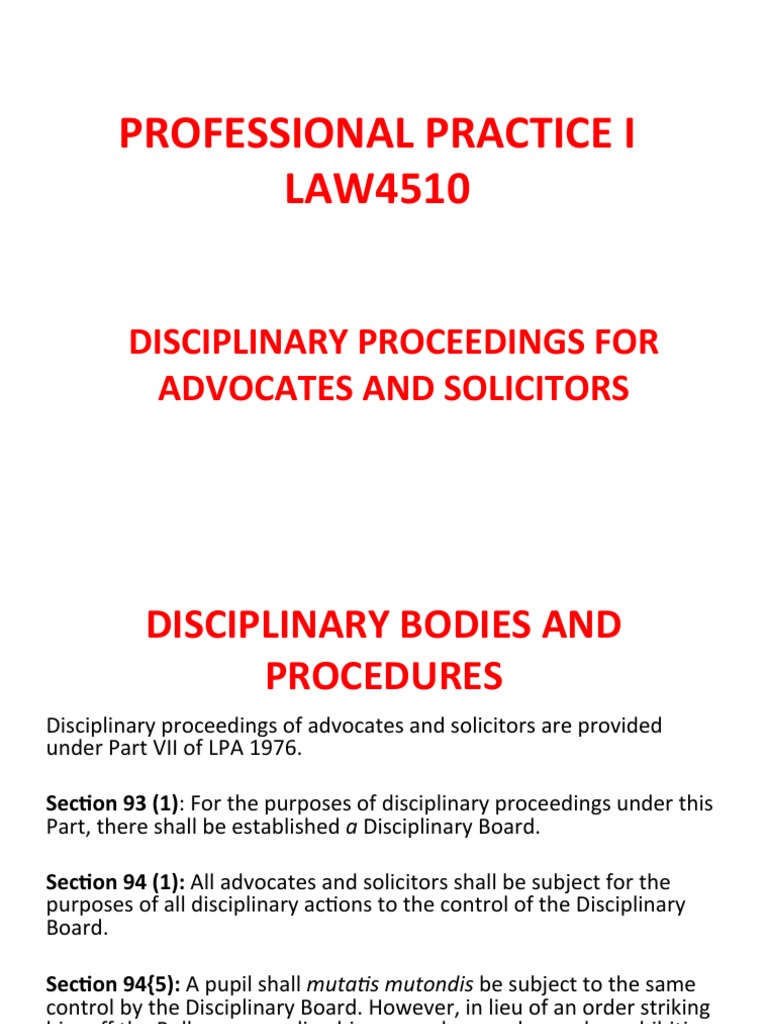 Disciplinary Proceedings for Lawyers | PDF | Advocate | Solicitor