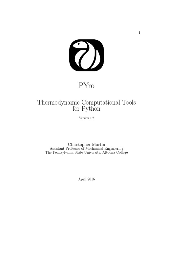Thermodynamic Computational Tools For Python: Christopher Martin | PDF ...