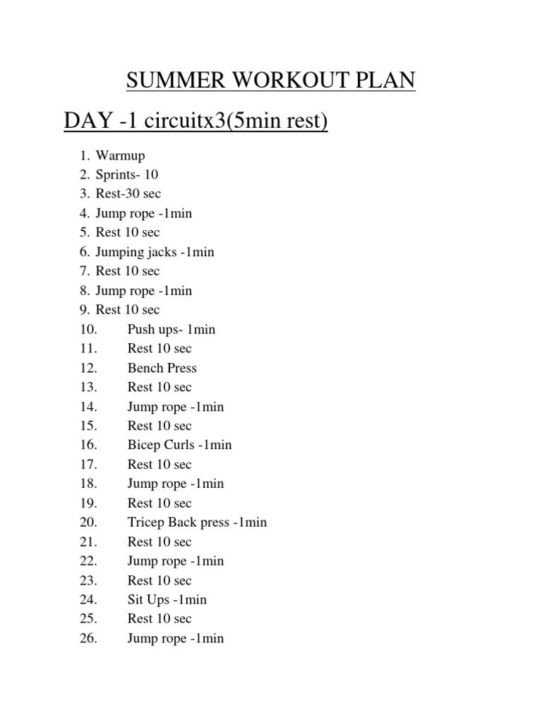 Summer Workout Plan | PDF | Individual Sports | Aerobic Exercise