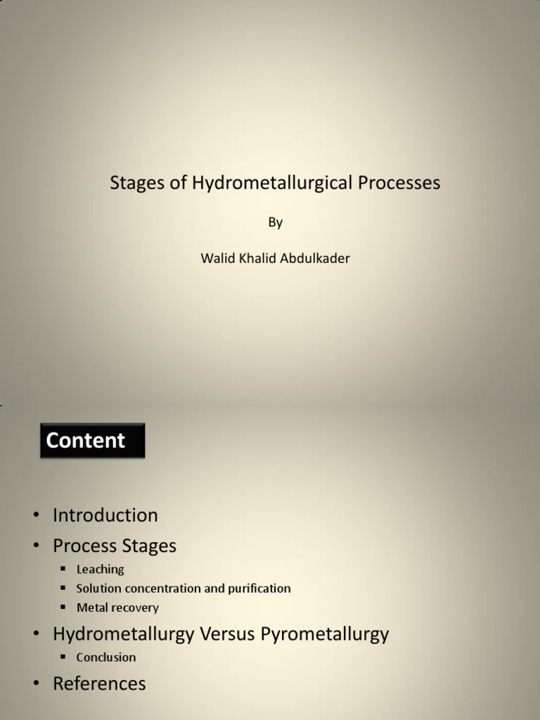 Stages of Hydrometallurgical Processes | PDF | Economic Geology ...