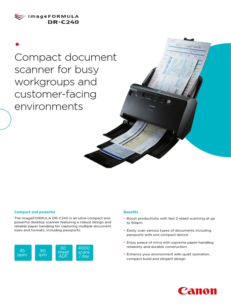 Compact Document Scanner For Busy Workgroups and Customer-Facing ...