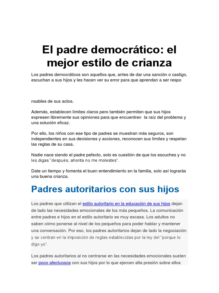 Estilo de crianza: padres democráticos | PDF | Comportamiento | Democracia