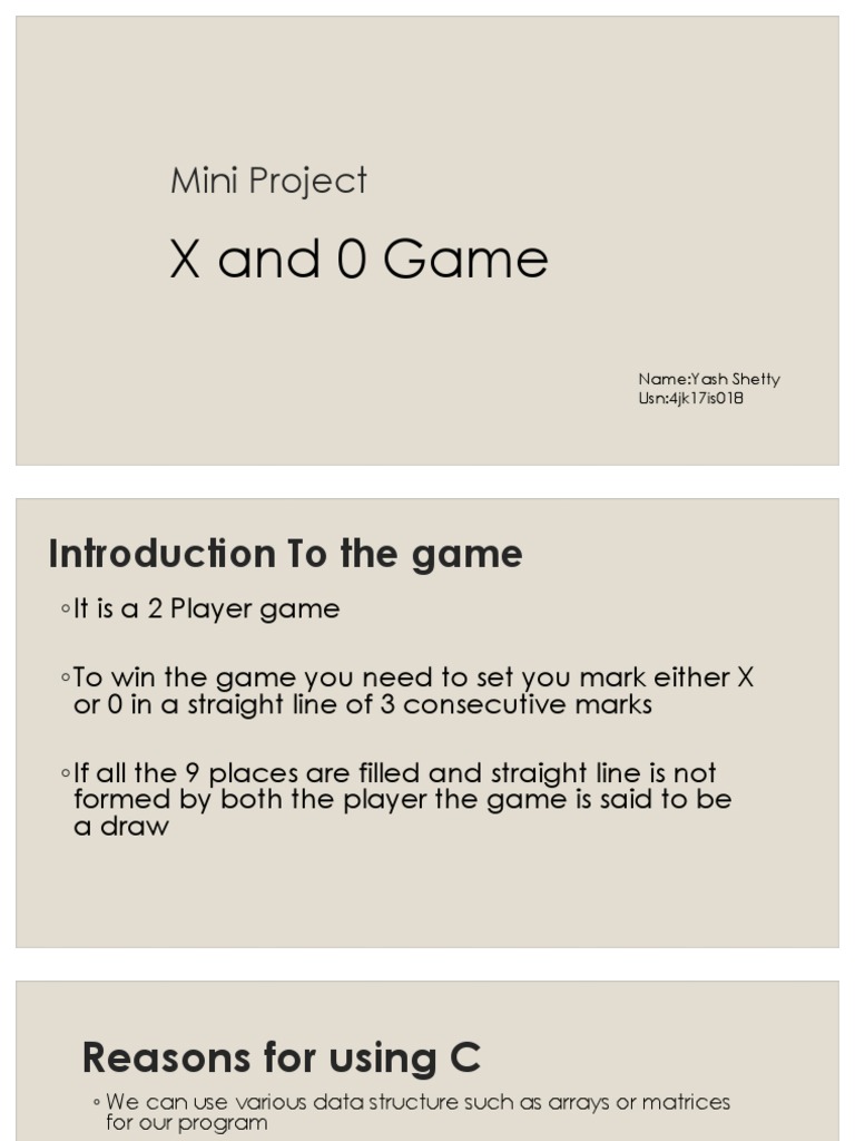 Tic Tac Toe Game Project in C | PDF