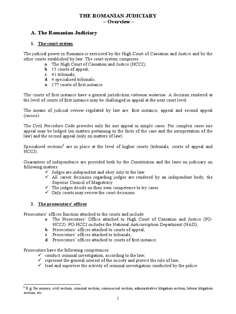 Overview of the Romanian Judiciary System | PDF | Prosecutor | Judiciaries
