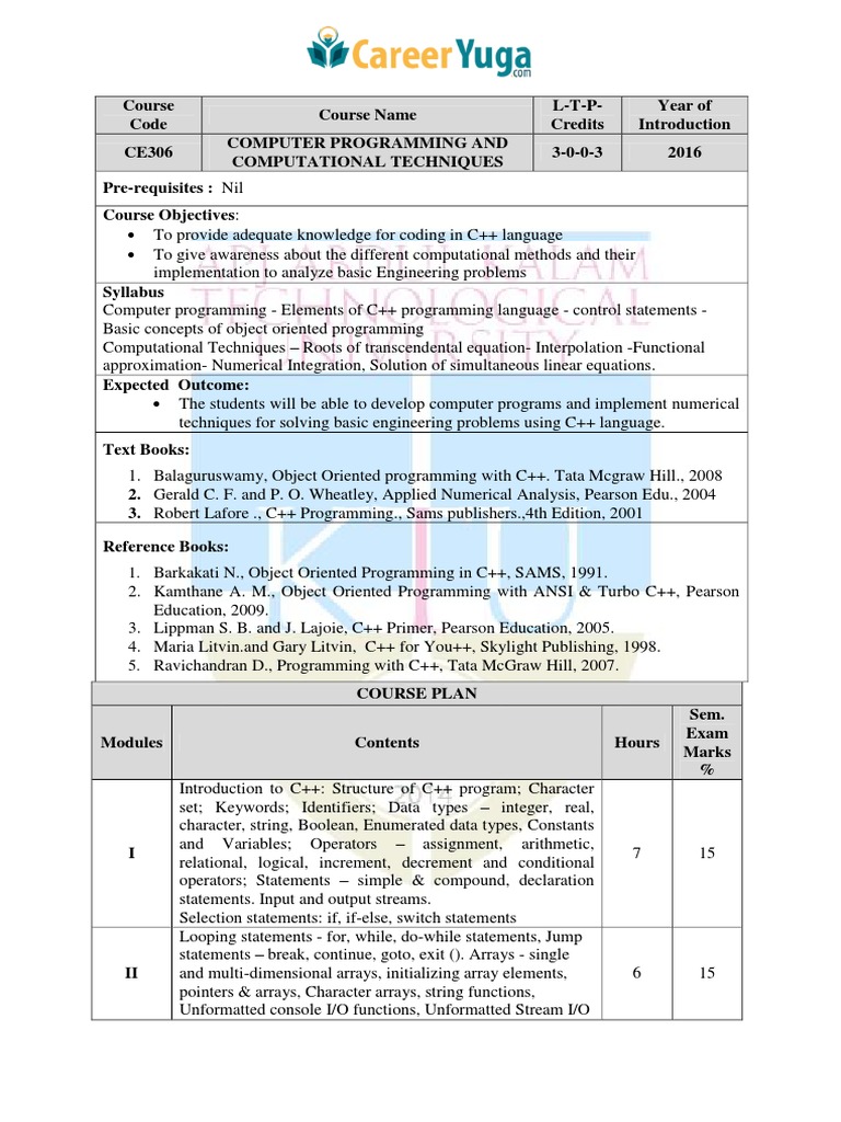CE306 Computer Programming and Computational Techniques | PDF | Matrix ...