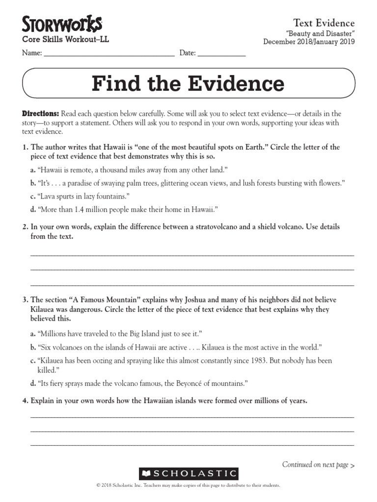 STORYWORKS Volcano Nonfiction TextEvidence LL | PDF | Types Of Volcanic ...