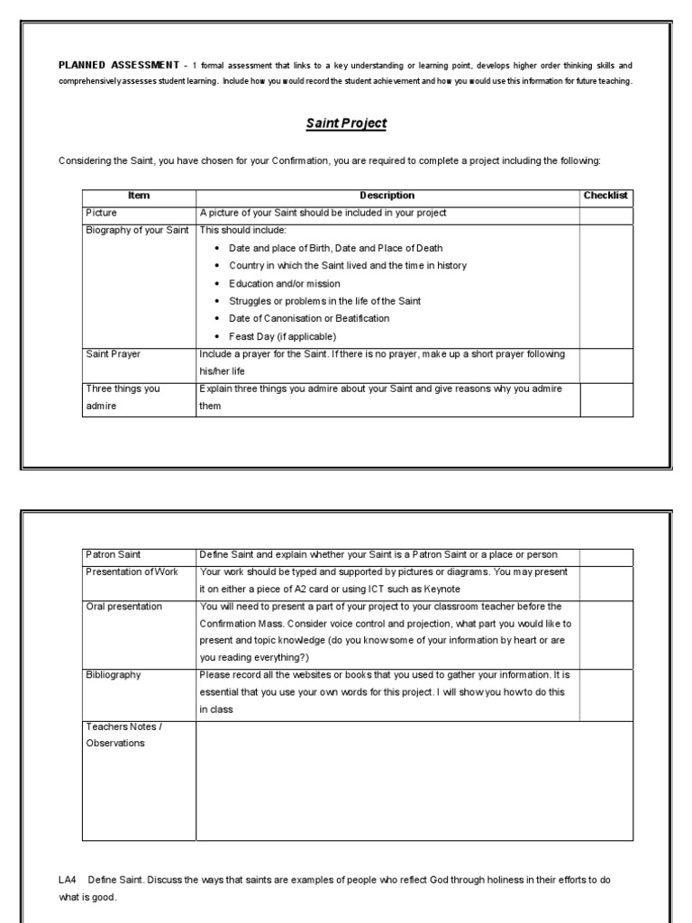 Saint Project Confirmation Assessment | PDF | Educational Assessment ...
