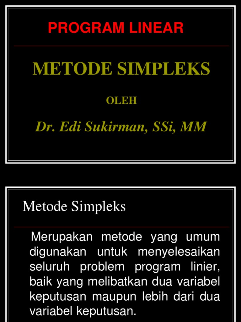 Metode Simplex ES 1 | PDF