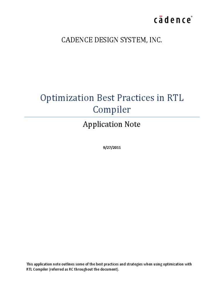RC Optimization Best Practices | PDF | Top Down And Bottom Up Design ...