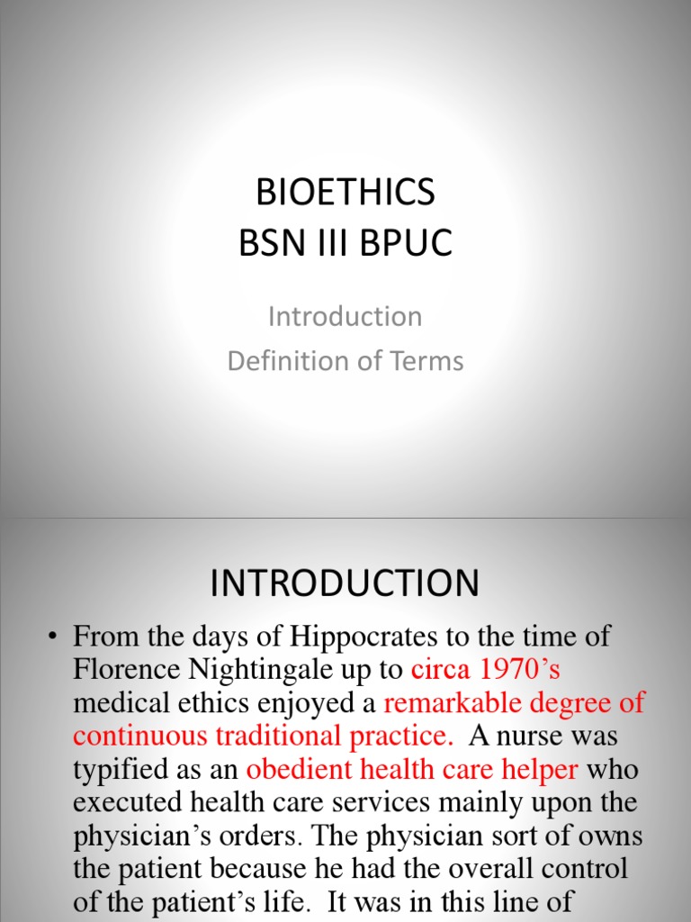 Bioethics BSN Iii Bpuc: Definition of Terms | PDF | Bioethics | Abortion