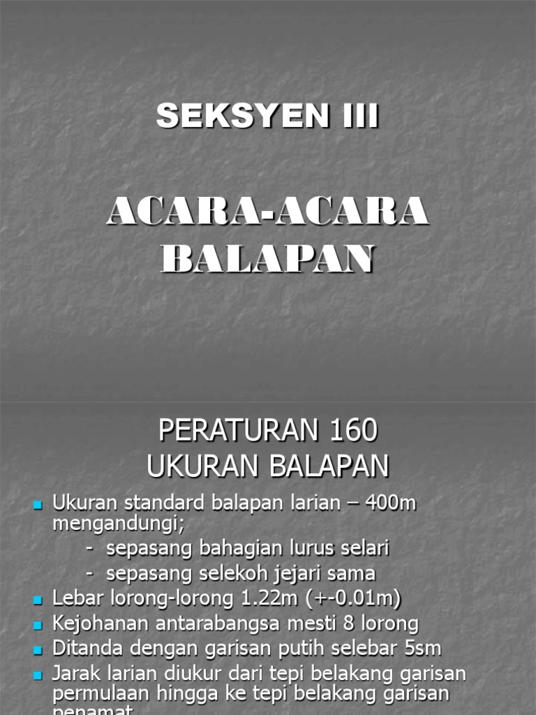 Peraturan Acara-Acara Balapan | PDF