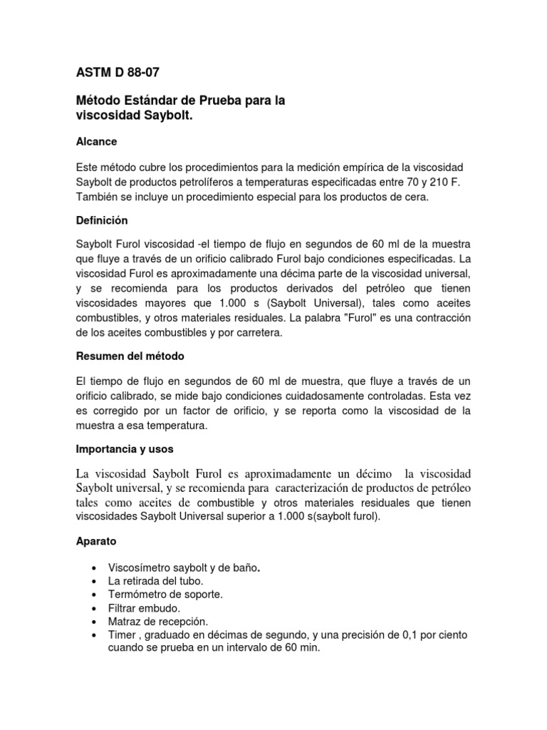 Astm D 88 | PDF | Temperatura | Física Aplicada e Interdisciplinaria