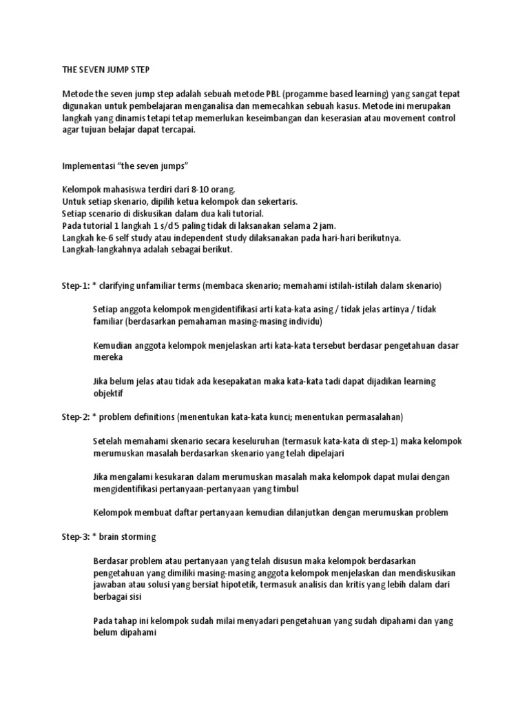 Metode PBL: The Seven Jump Steps | PDF