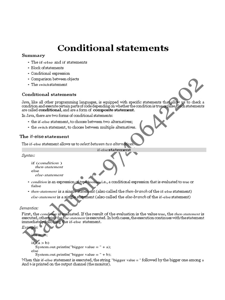 Conditional Statements If Else Statement Download Free Pdf Control
