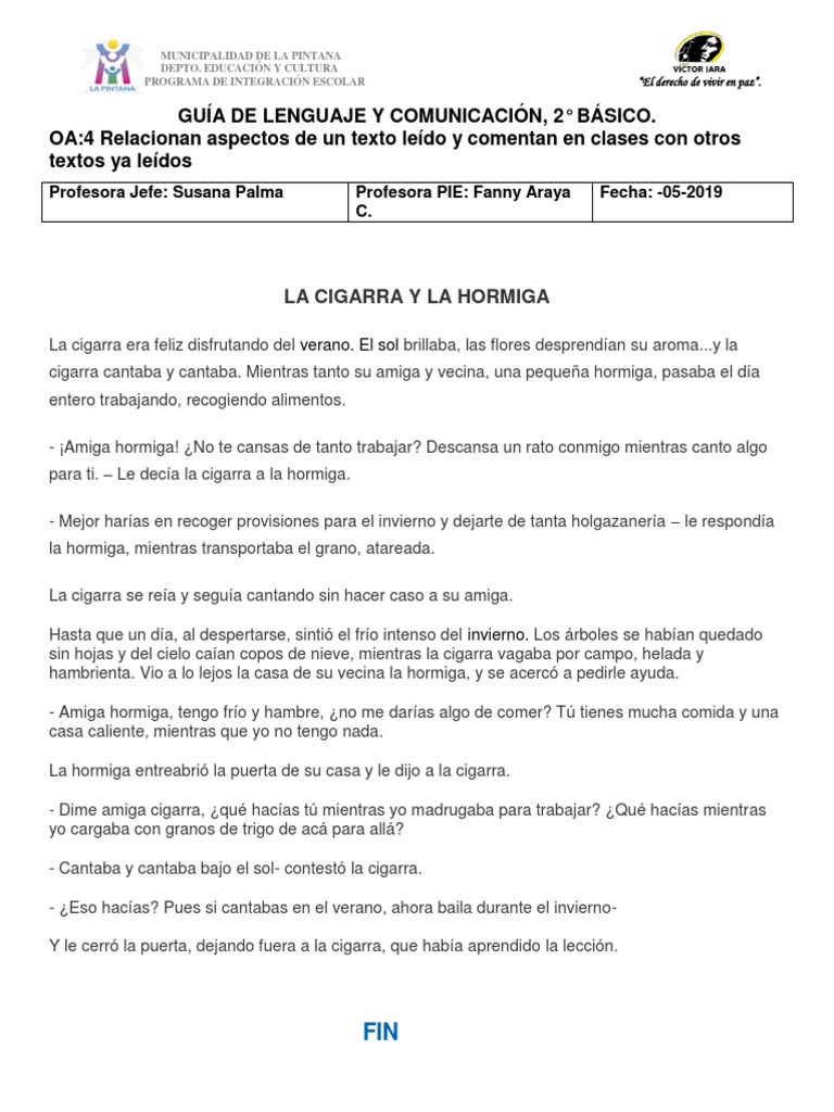 La Cigarra y La Hormiga | PDF | Hormiga | Ocio