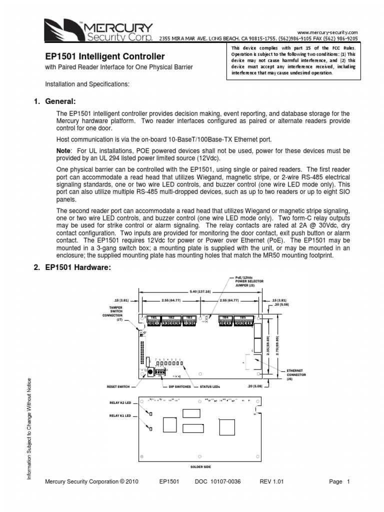 EP1501 Intelligent Controller: 1. General | PDF | Relay | Flash Memory