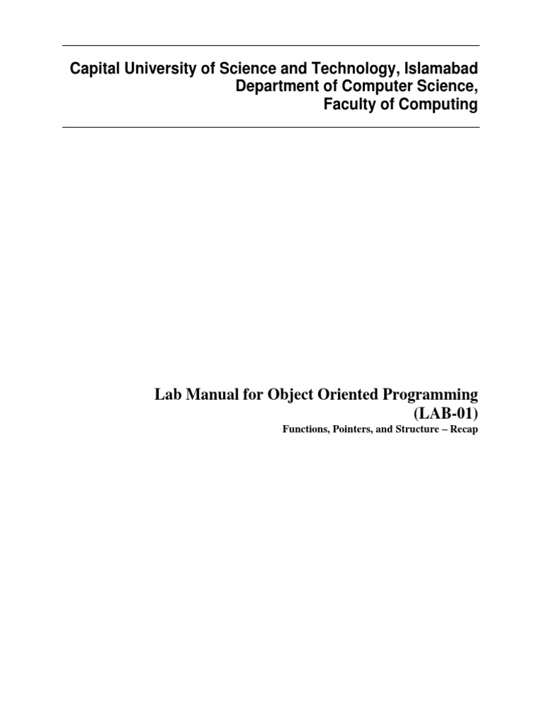 Capital University of Science and Technology, Islamabad Department of Computer Science, Faculty ...