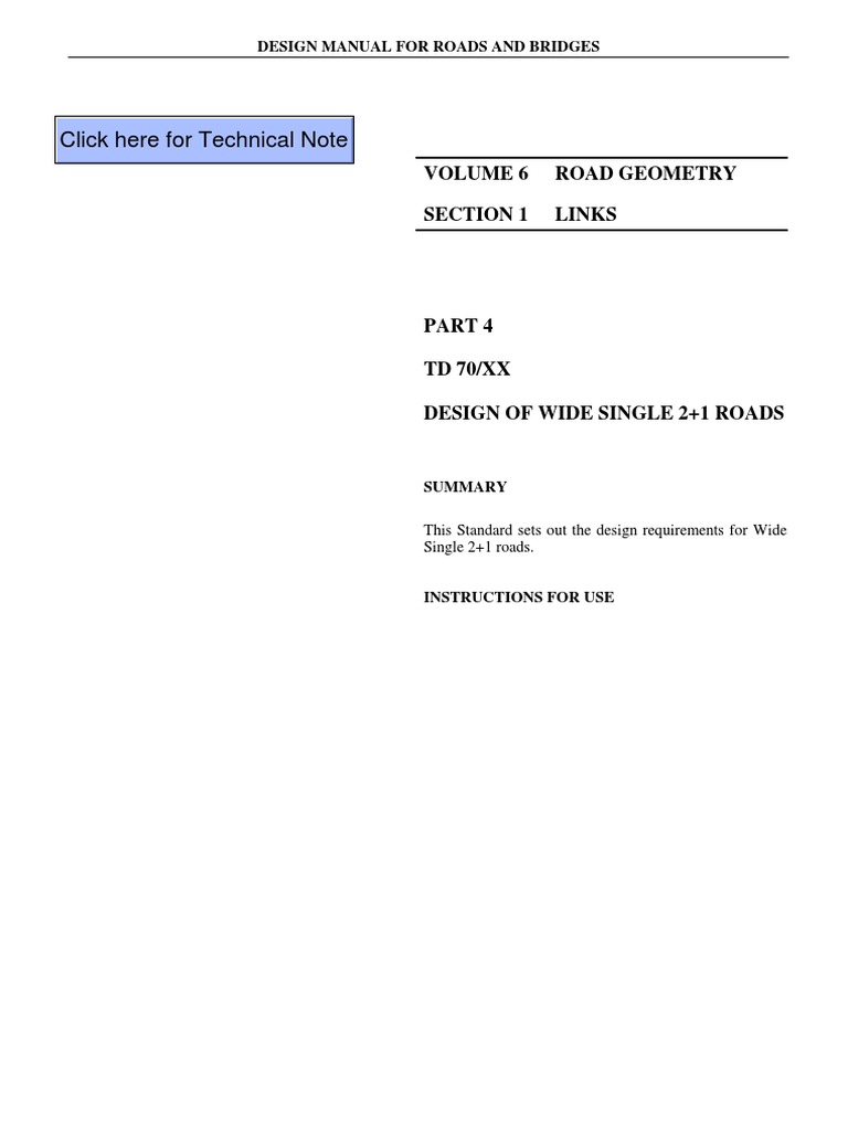 Design Manual For Roads and Bridges, Volume 6 Road Geometry - Dec - 2010 | PDF | Traffic | Road