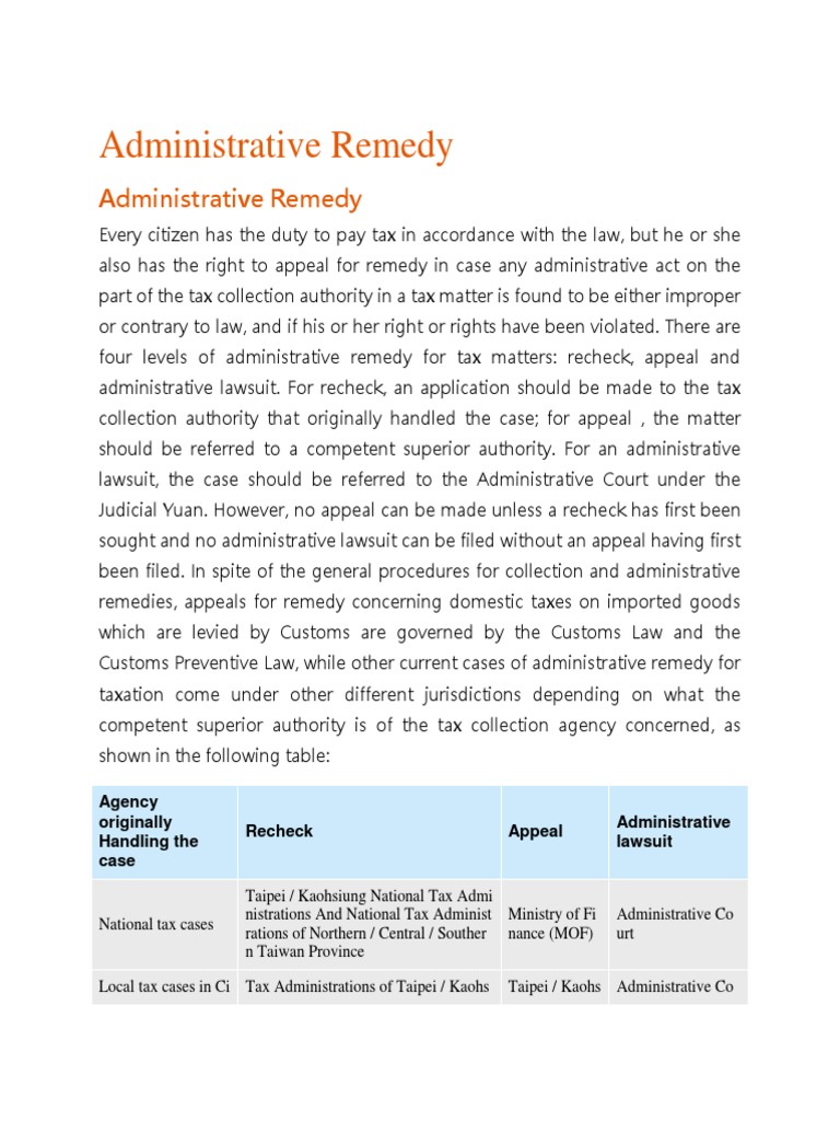 Administrative Remedy | PDF | Withholding Tax | Taxation In The United ...