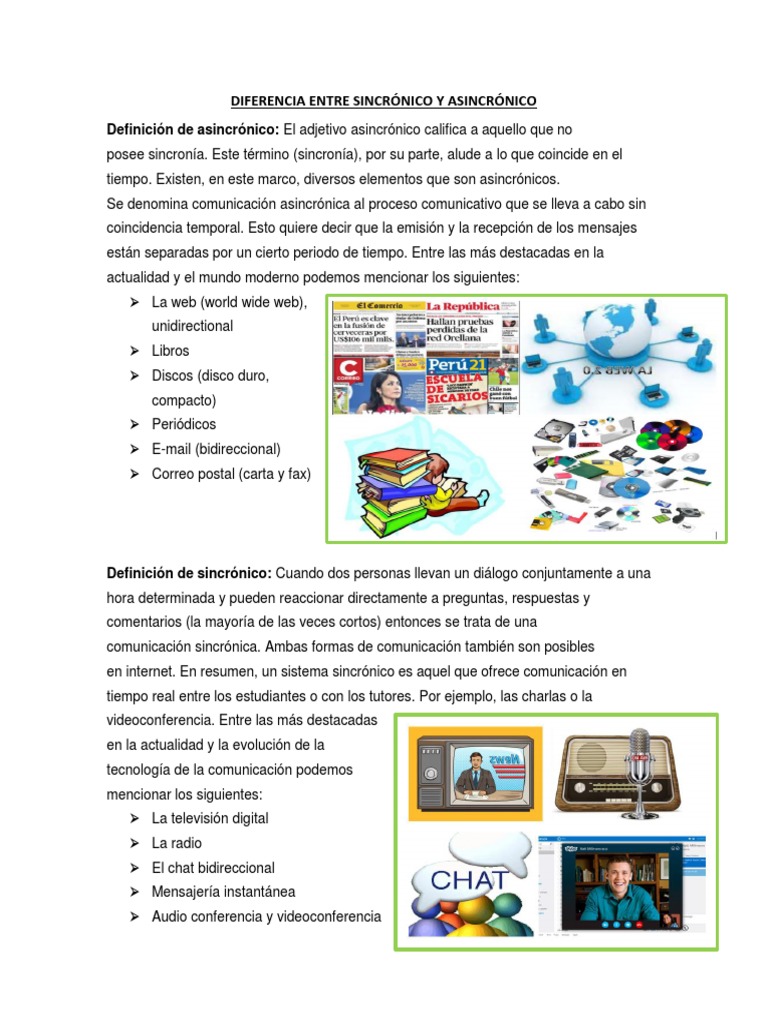 Diferencia Entre Sincrónico y Asincrónico, Al Dia Del Maestro | PDF ...