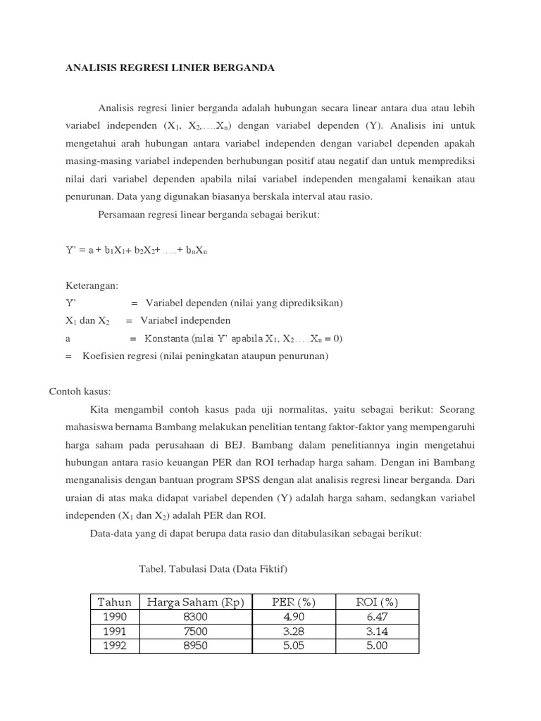 Analisis Regresi Linier Berganda | PDF