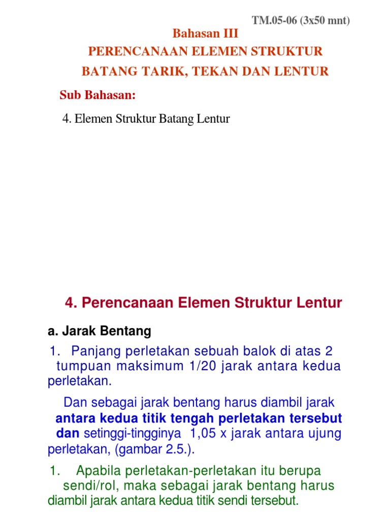 Perencanaan Struktur Batang Lentur | PDF
