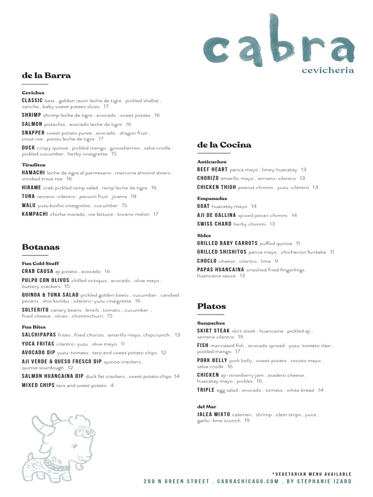 Cabra Lunch Menu 5.13.19 | Cuisine | Western Cuisine