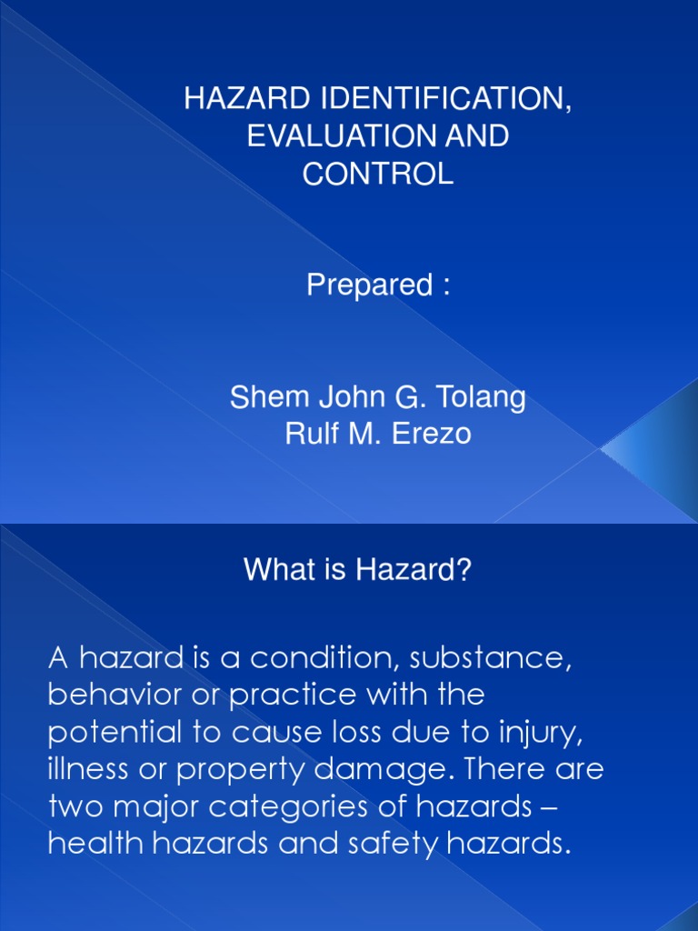 Hazard Identification, Evaluation and Control | PDF | Hazards ...