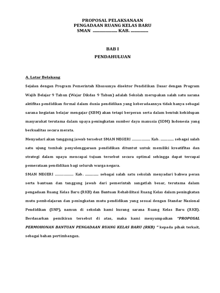 Contoh Proposal Rehab Gedung SMA N 11 | PDF