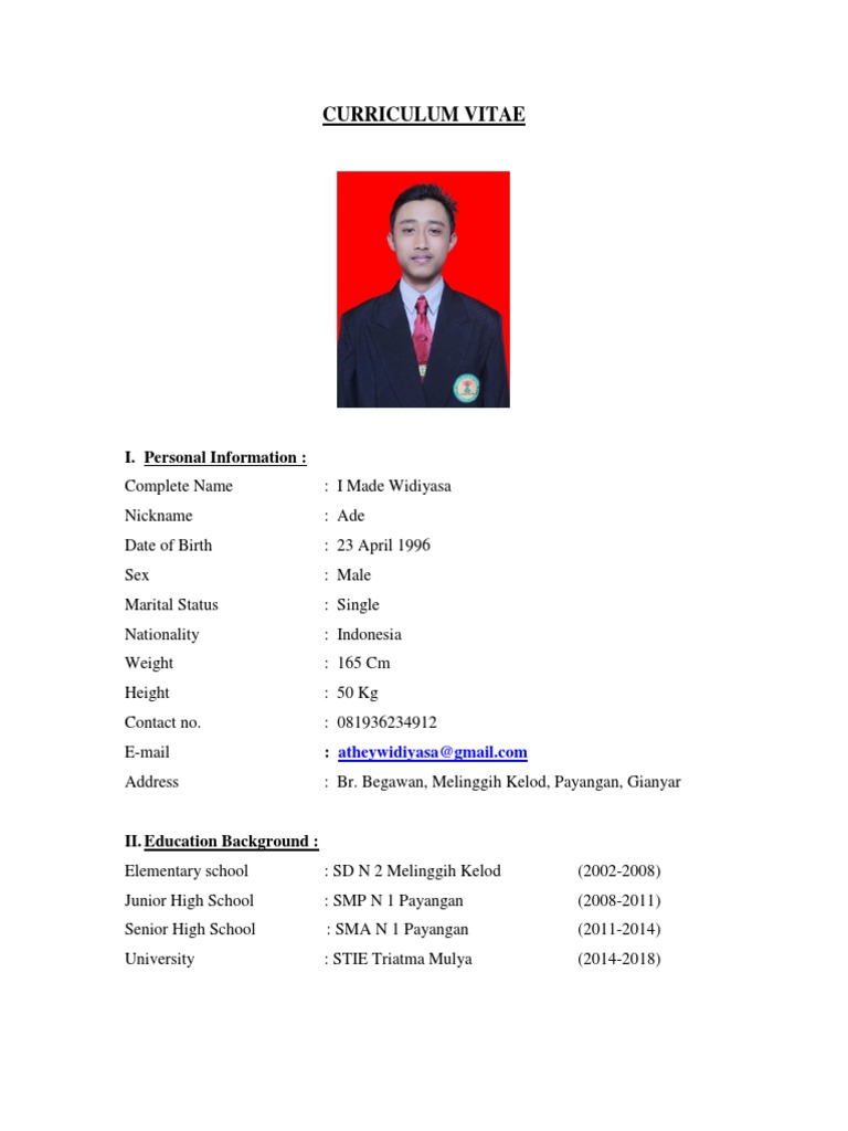 CURRICULUM - VITAE Ade | PDF