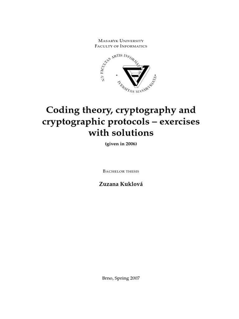 Coding Theory Cryptography And Cryptographic Protocols Exercises