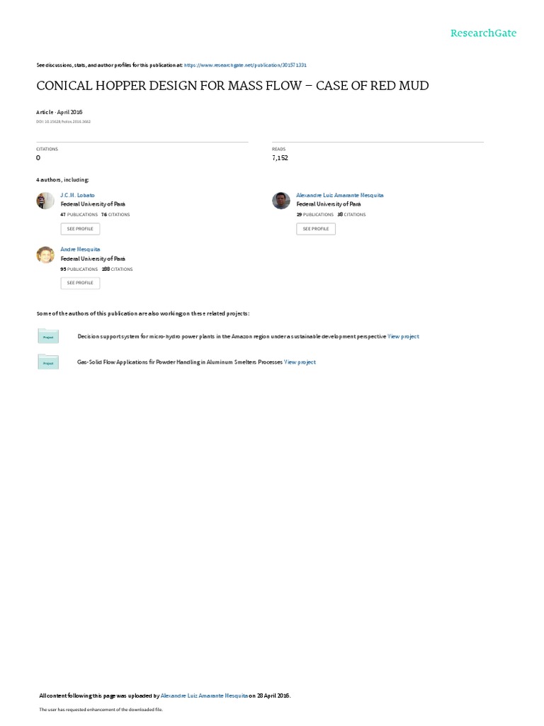 Conical Hopper Design For Mass Flow | PDF | Stress (Mechanics) | Materials